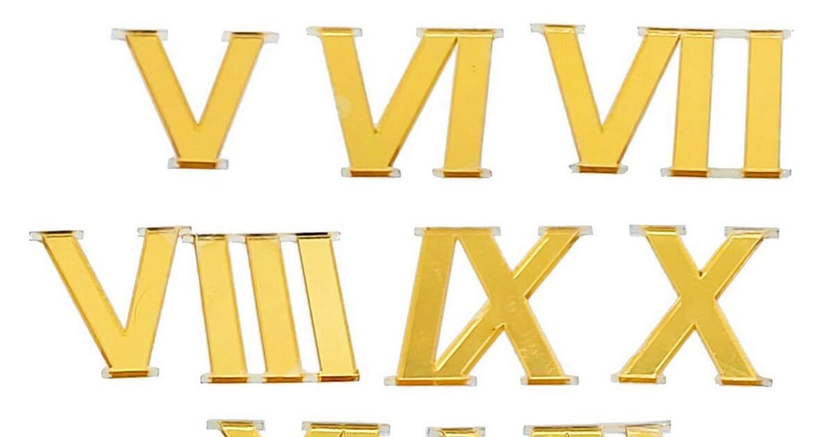 ACRYLIC ROMAN NUMBERS FOR CLOCK GOLD (ARN100) - Rainbows And Hues