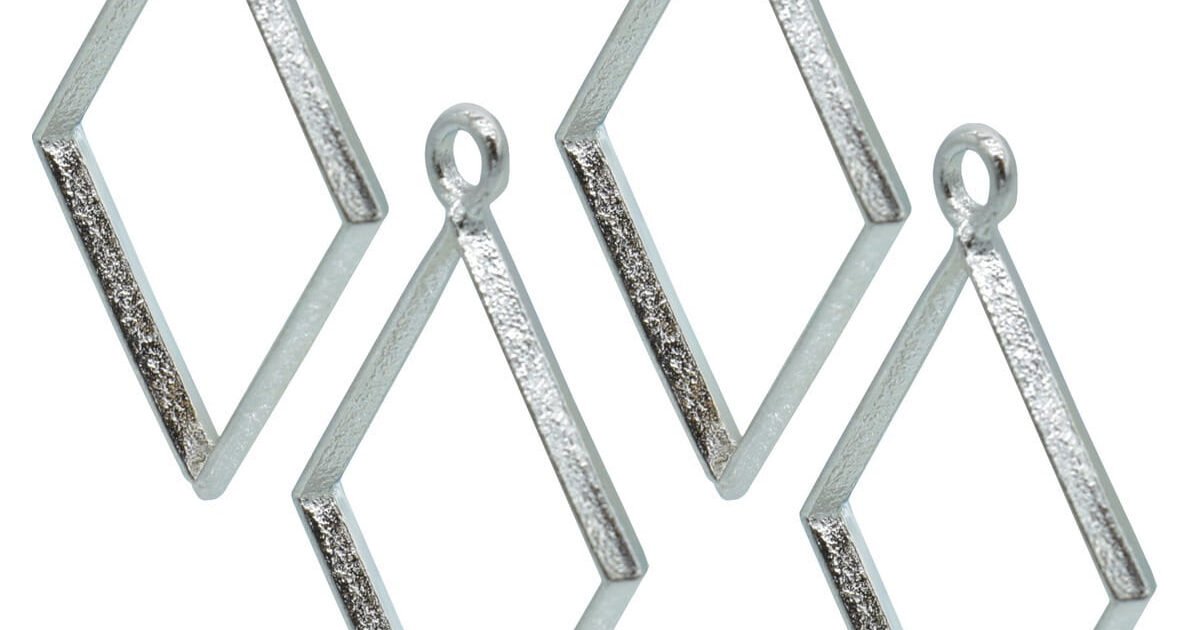 METAL FITTING RHOMBUS SILVER JRDA16 - Rainbows And Hues