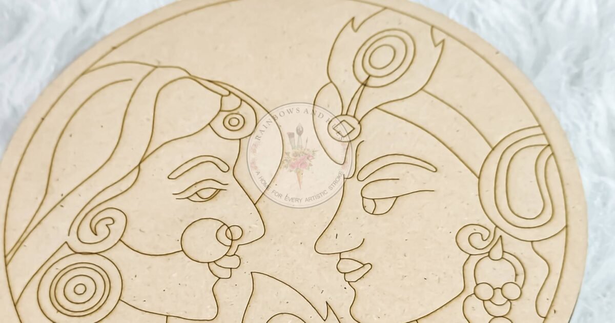 PRE-MARKED MDF ROUND RADHA-KRISHNA - Rainbows And Hues